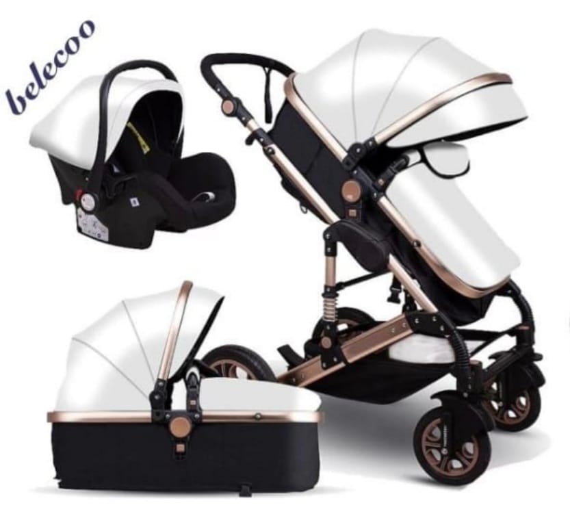 Belecoo Q3 PU Leather 3 in 1 Travel System - Snow White – belecooza