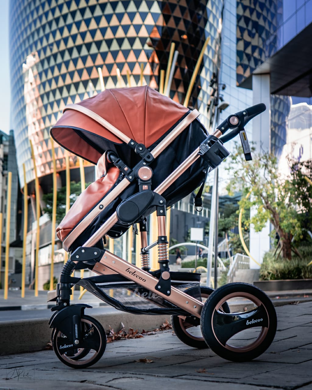 Belecoo Q3 PU Leather 2 in 1 Stroller / Bassinet - Tan – belecooza